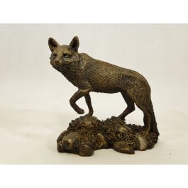Patina Bronze Sculpture - Fox Standing
